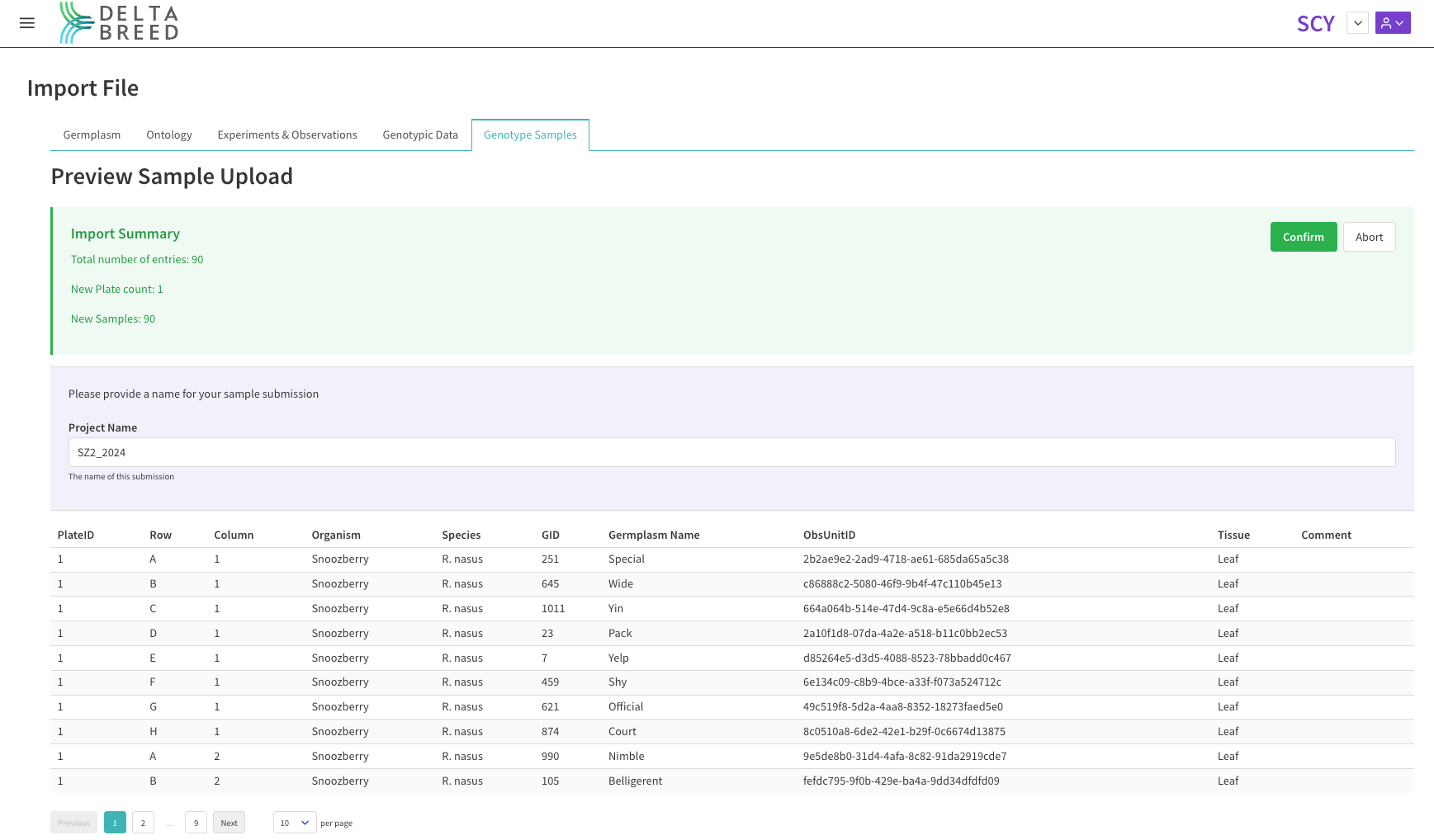 Sample Submission – Breeding Insight